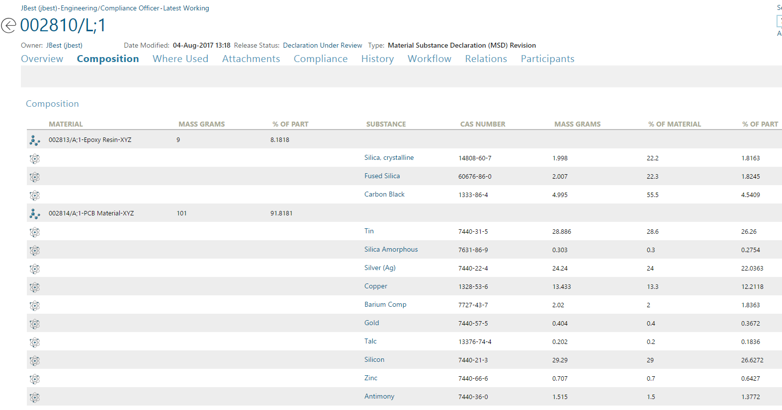 Supplier Declarations for Product Compliance - Teamcenter