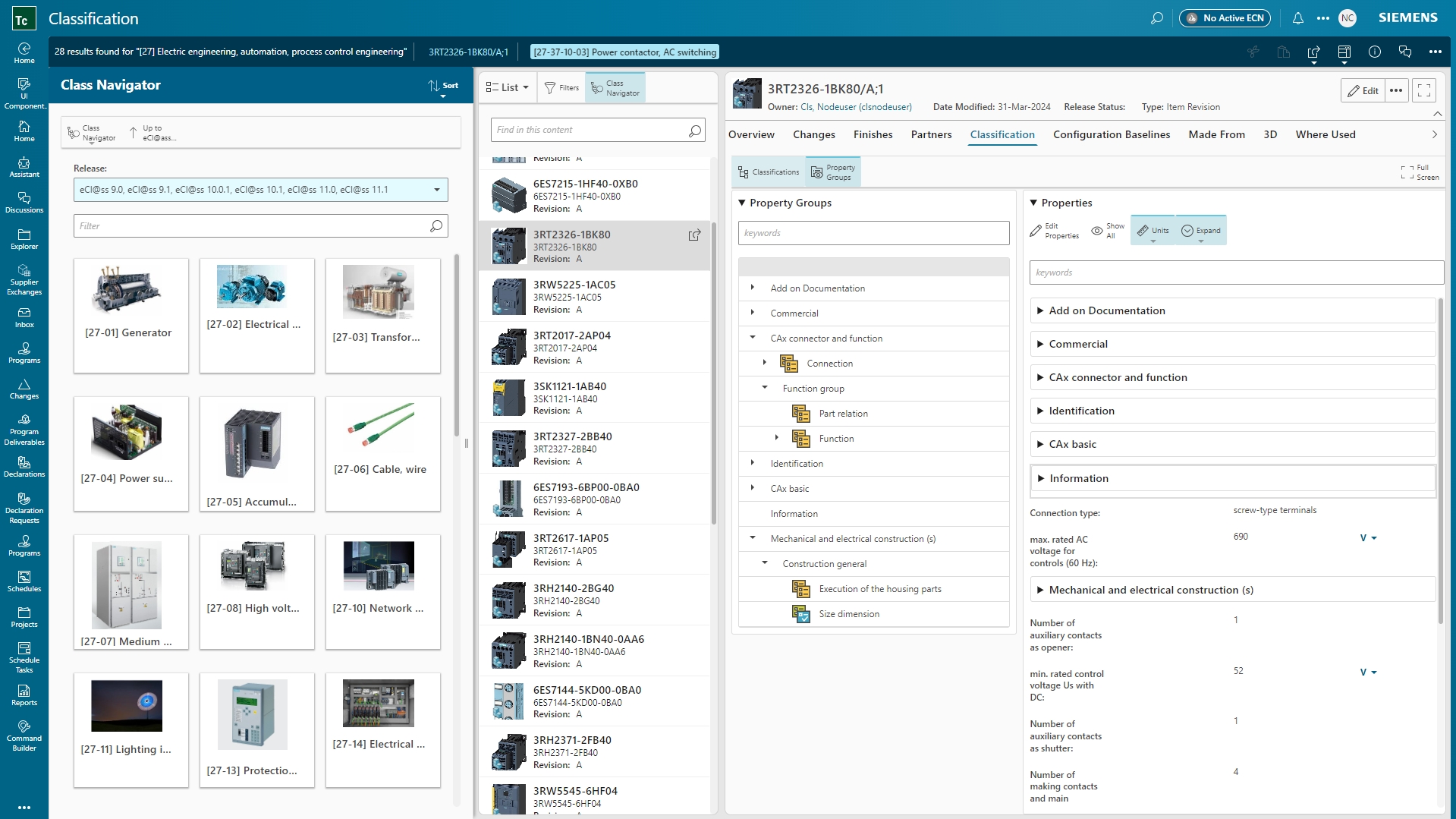 Teamcenter data classification supports ECLASS standard