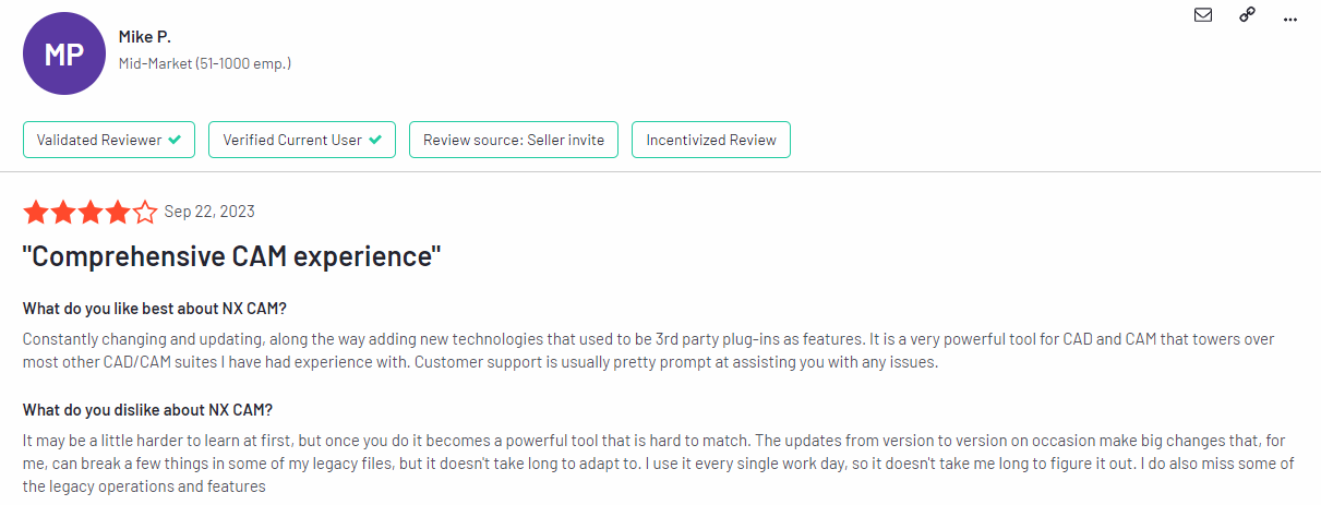 NX CAM ranked as #1 CAM software on G2