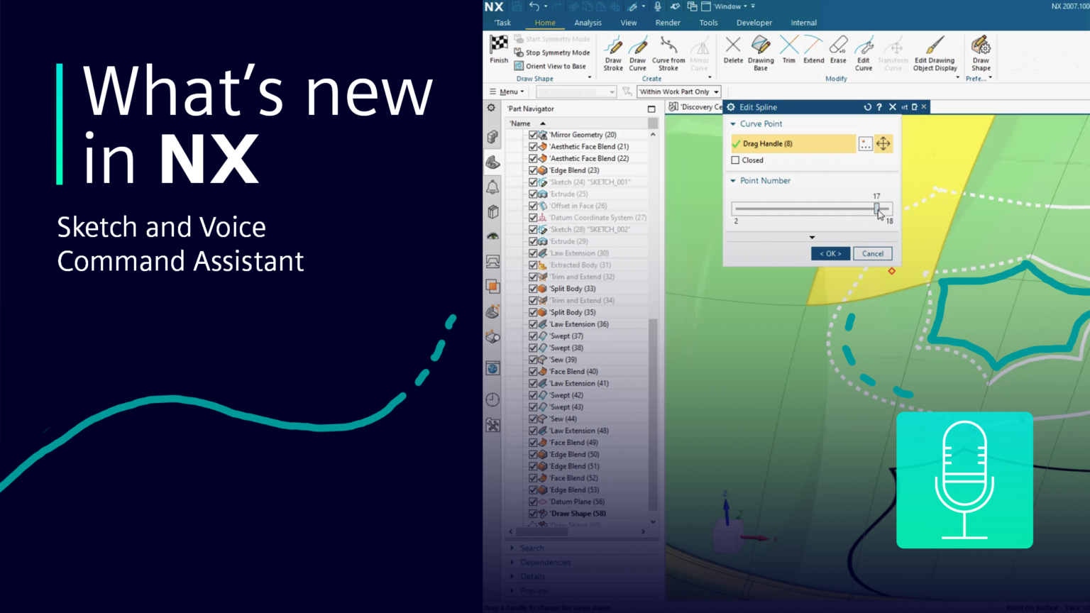 What's New in NX | Sketch and Voice Command Assistant - NX Design