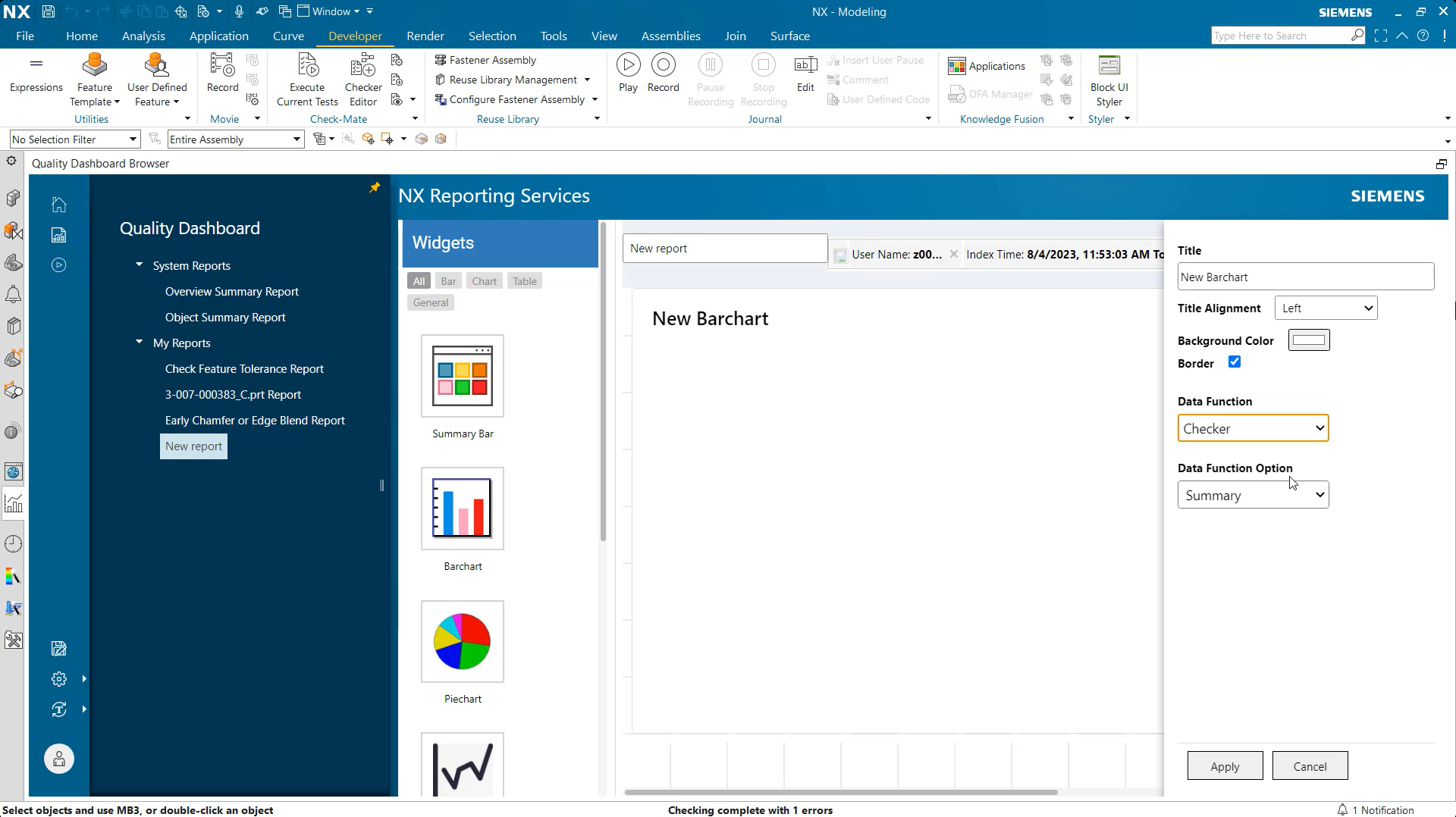 Quality Dashboard | NX Tips and Tricks