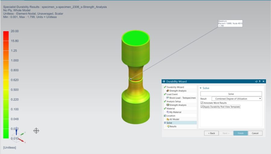 Strength and fatigue analysis wizard guides you to the results ...