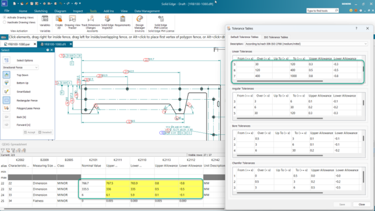 Defining custom tolerance standard tables with Solid Edge Inspector | Solid Edge